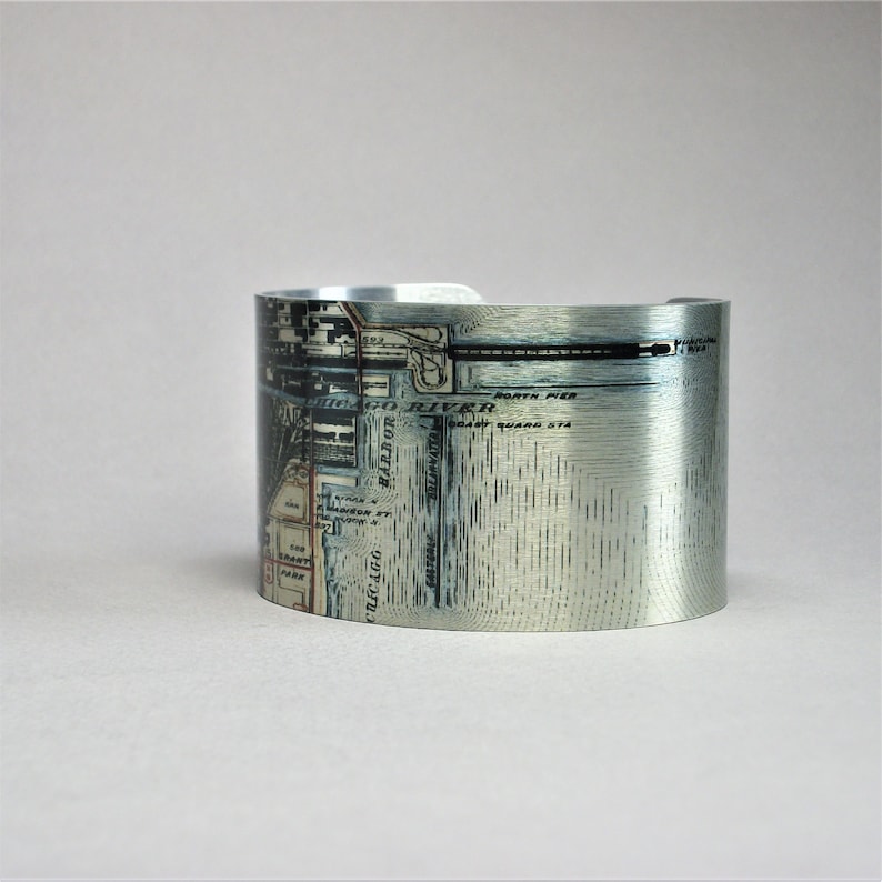 Chicago Loop Map Cuff Bracelet, Vintage Style Bracelet - Etsy