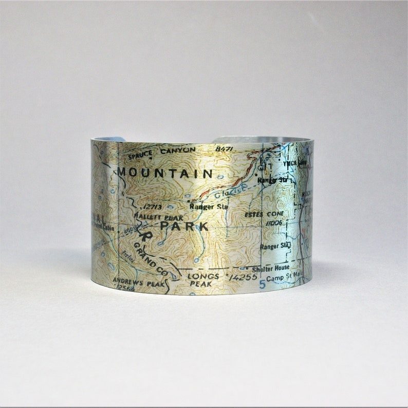 Rocky Mountain National Park Map Cuff Bracelet Colorado Unique - Etsy
