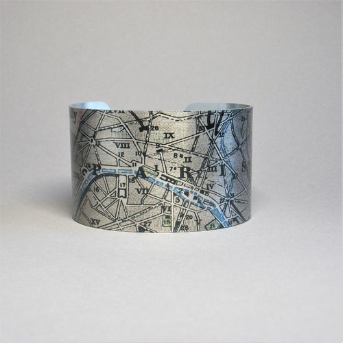 Paris France Map Cuff Bracelet Unique Gift for the Traveler - Etsy