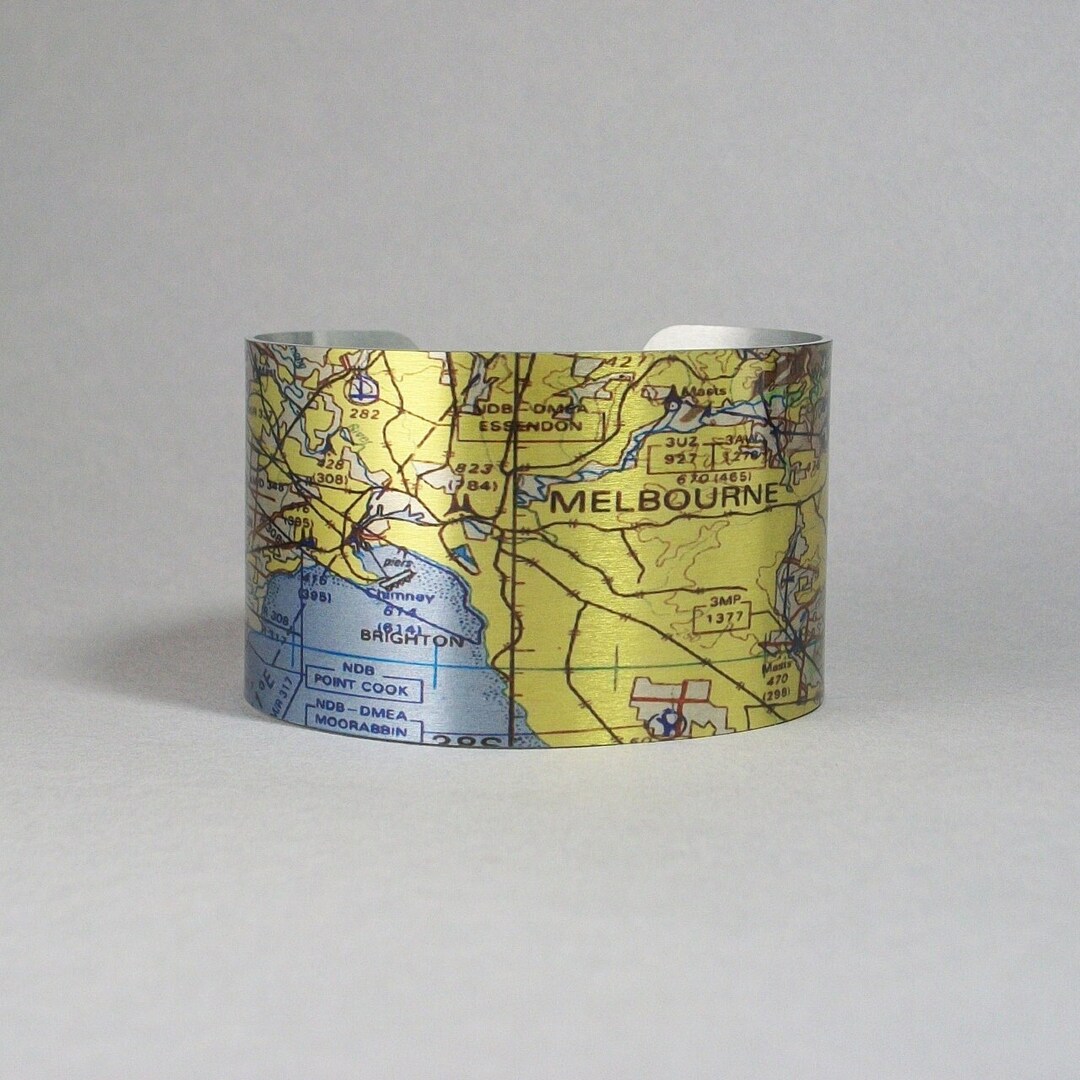 Melbourne Australia Map Cuff Bracelet Unique Gift - Etsy