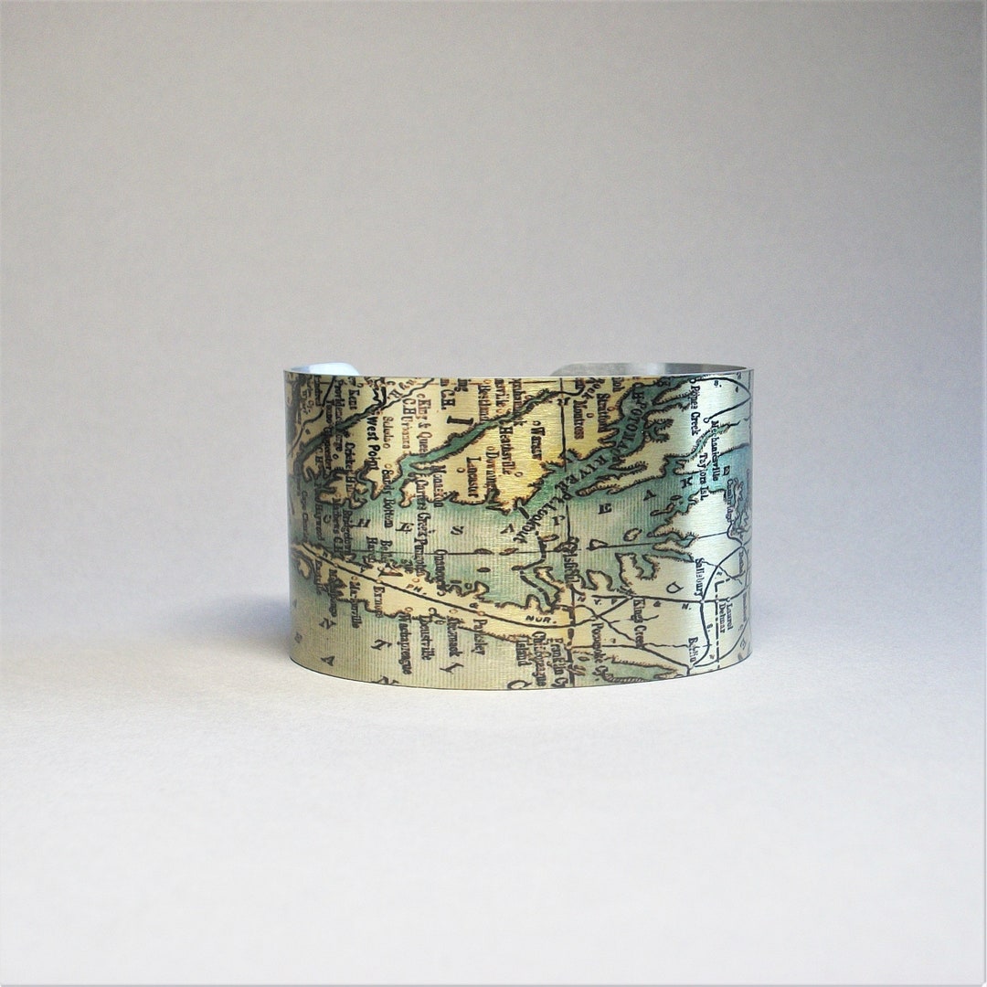 Chesapeake Bay Map Bracelet Delaware Maryland Virginia Unique - Etsy