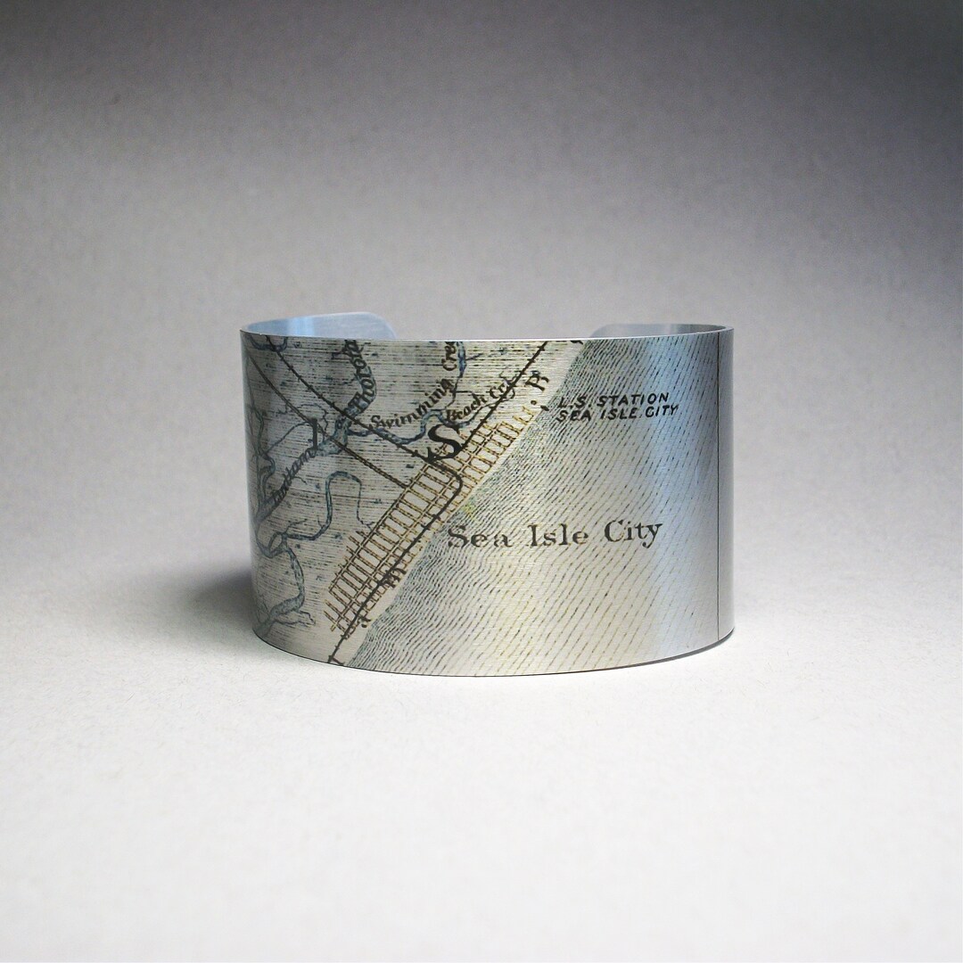 Sea Isle City Map Cuff Bracelet: Vintage New Jersey Shore Jewelry - Etsy