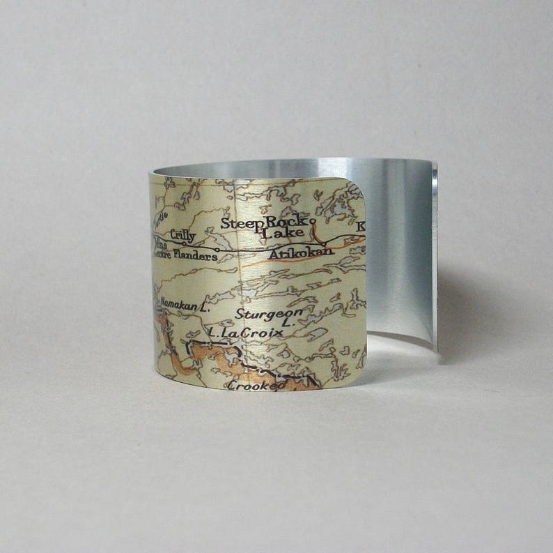International Falls Minnesota Ontario Canada Map Cuff Bracelet - Etsy