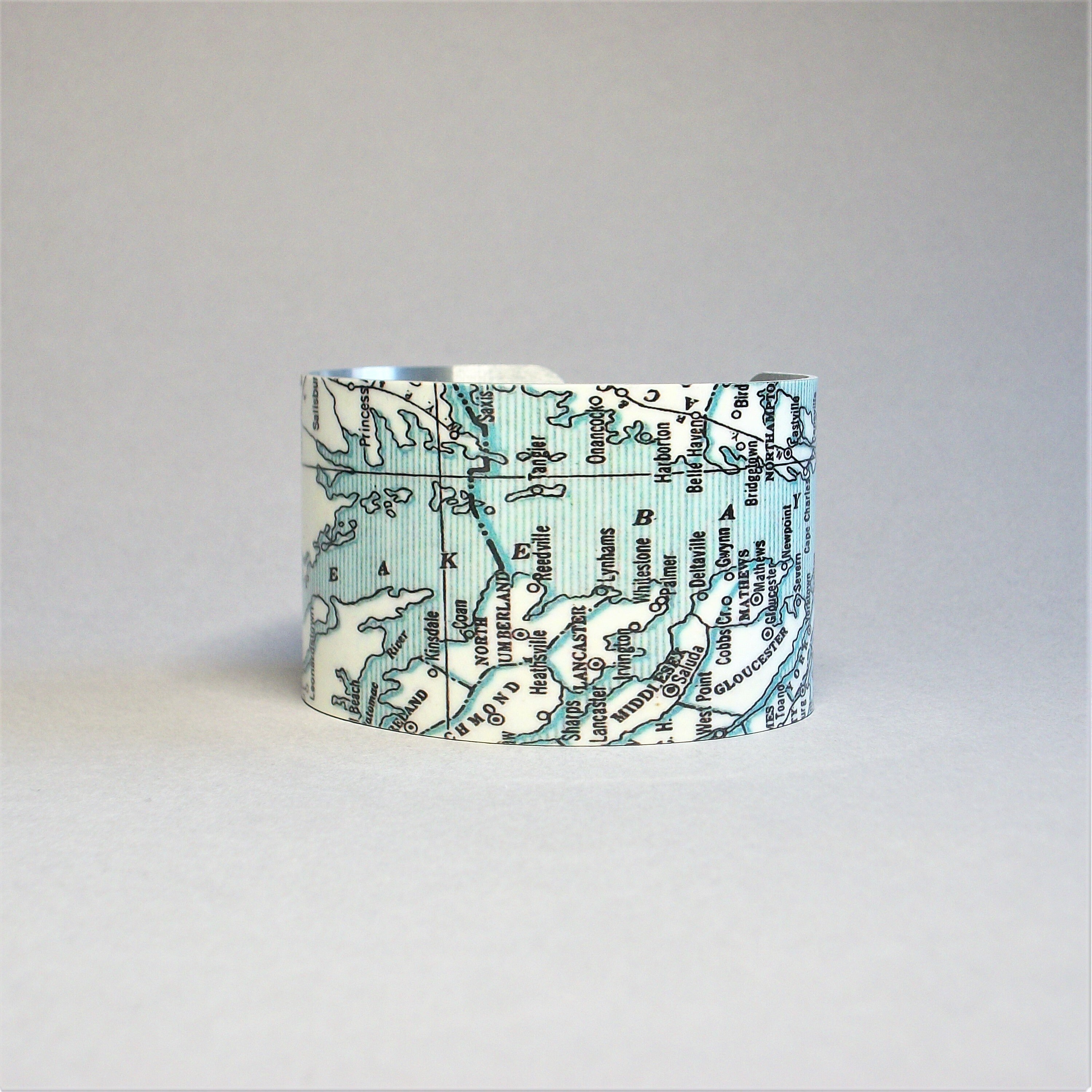 Chesapeake Bay Map Cuff Bracelet Virginia Maryland Delaware | Etsy