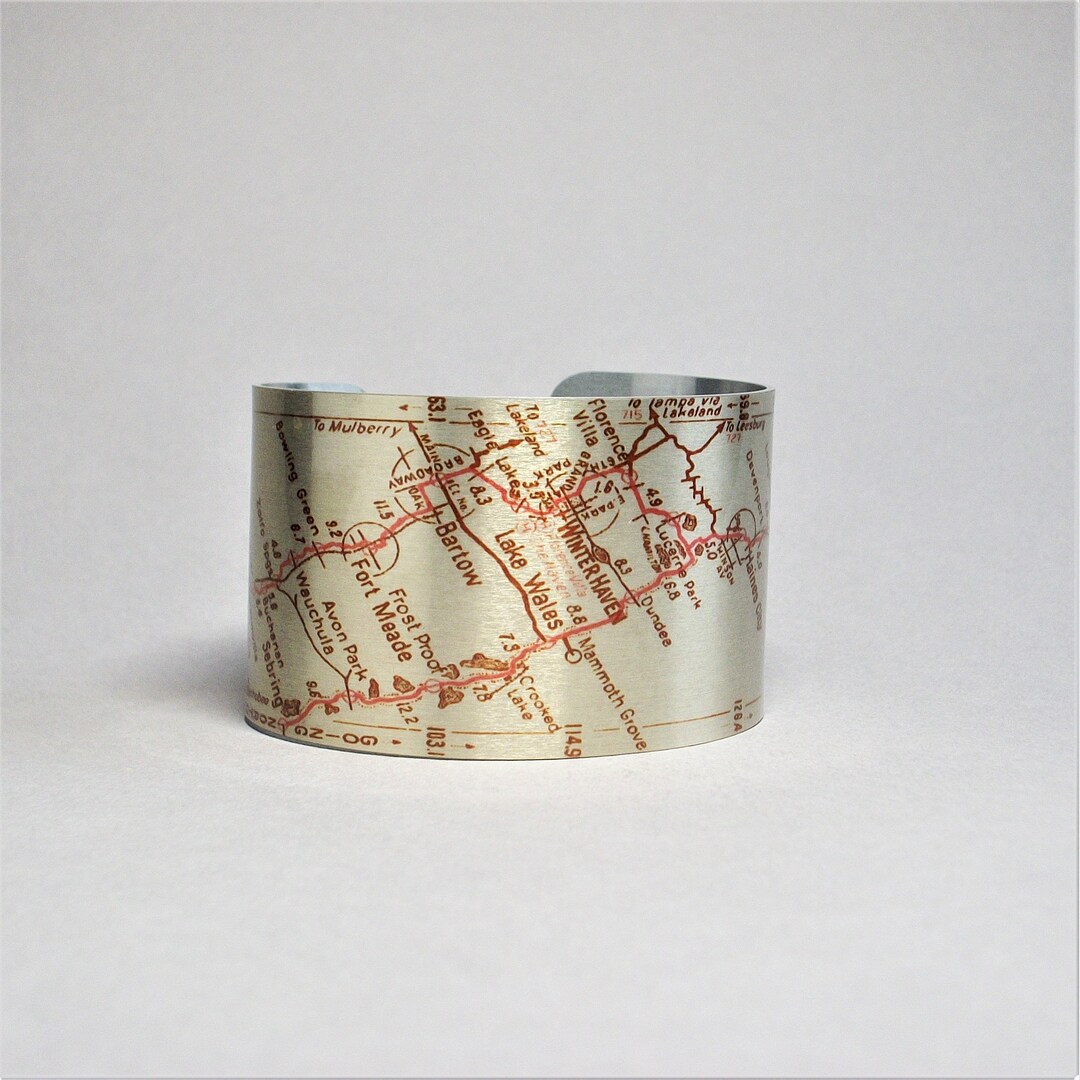 Orlando to Fort Myers Florida Map Cuff Bracelet Unique - Etsy