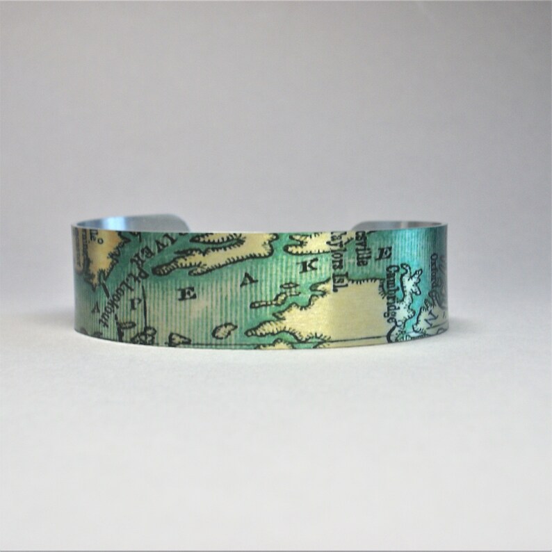 Chesapeake Bay Virginia Maryland Map Cuff Bracelet Unique Gift - Etsy