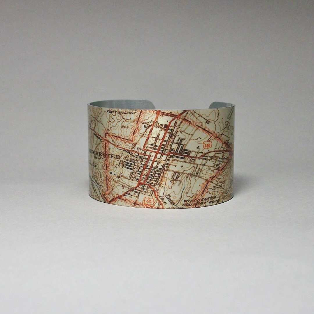 Winchester Virginia Map Cuff Bracelet, Hometown Gift - Etsy