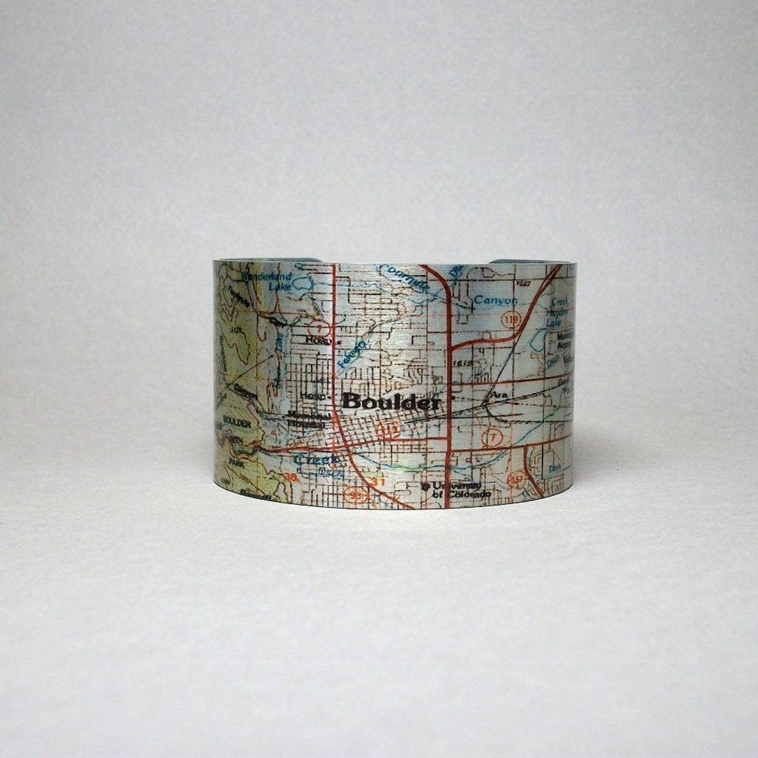 Boulder Colorado Map Cuff Bracelet: Hometown Gift - Etsy