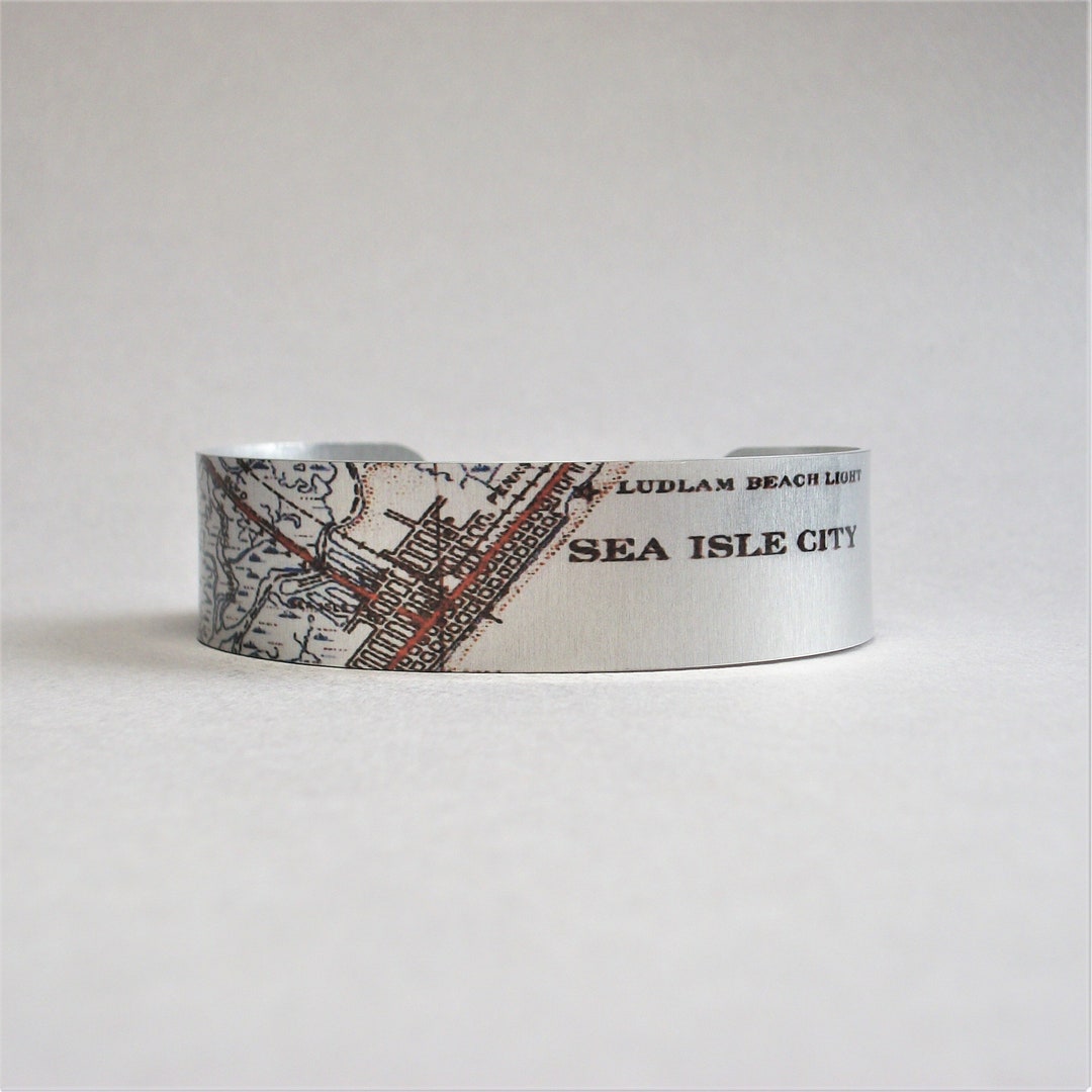 Sea Isle City Map Bracelet, New Jersey Vintage Style Jewelry - Etsy