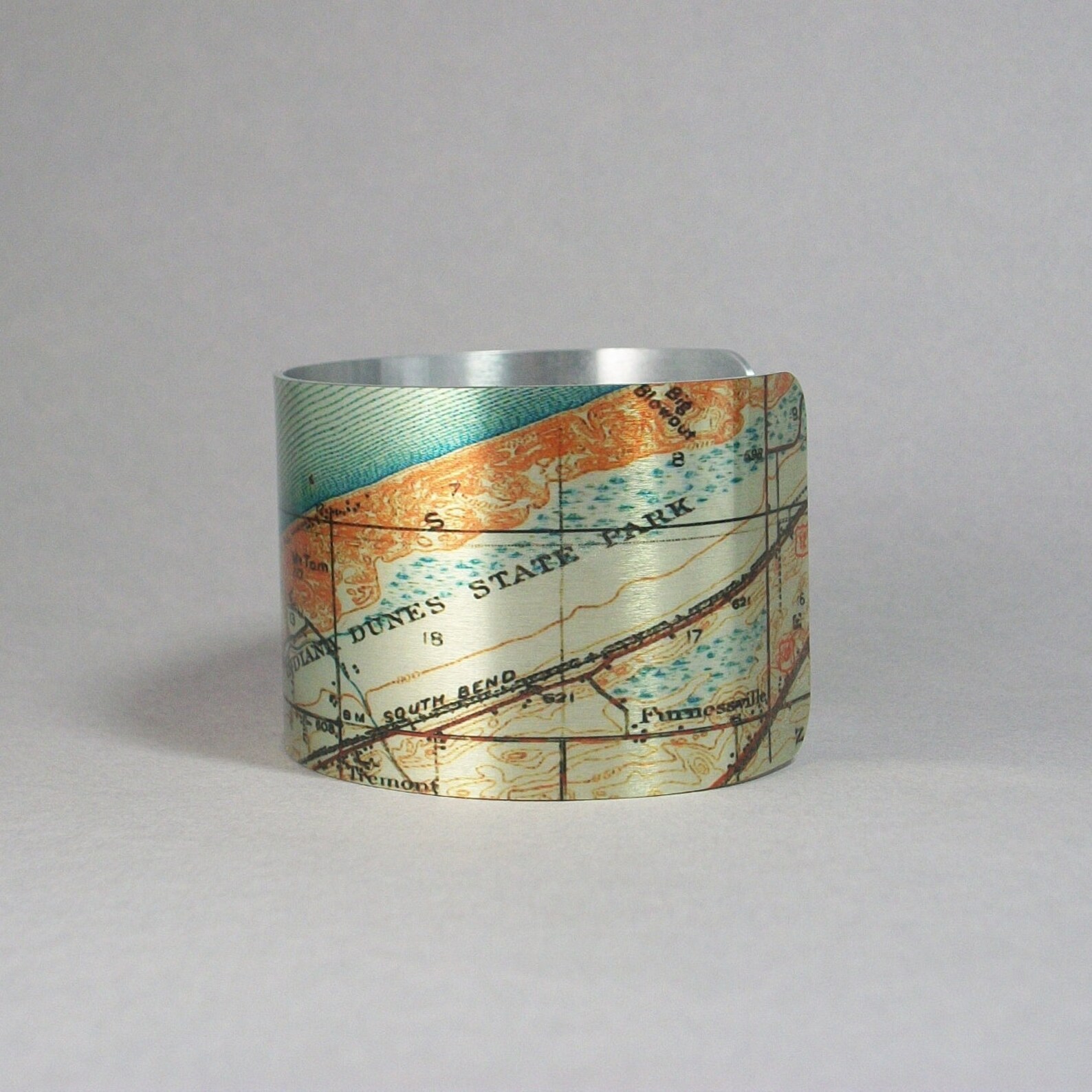 Indiana Dunes State Park Map Cuff Bracelet Unique Hiking Gift | Etsy