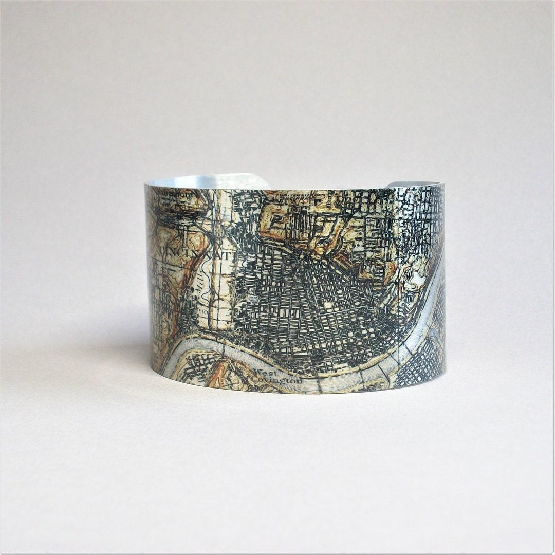 Cincinnati Ohio Map Cuff Bracelet Unique Custom City Gift for Men or ...