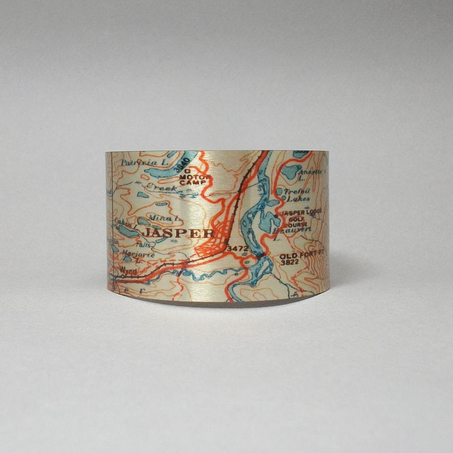 Jasper National Park Canadian Rockies Map Cuff Bracelet Unique - Etsy