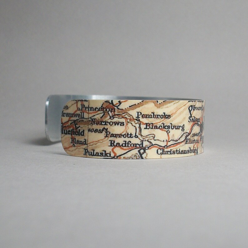 Virginia Cuff Bracelet Map Unique Gift for Men or Women | Etsy
