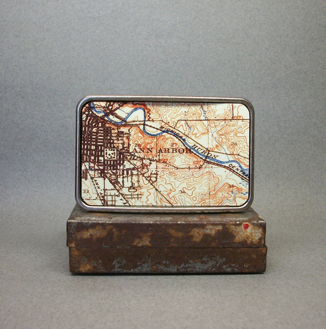 Belt Buckle Vintage Map Ann Arbor Michigan Cool Gift for Men or Women ...