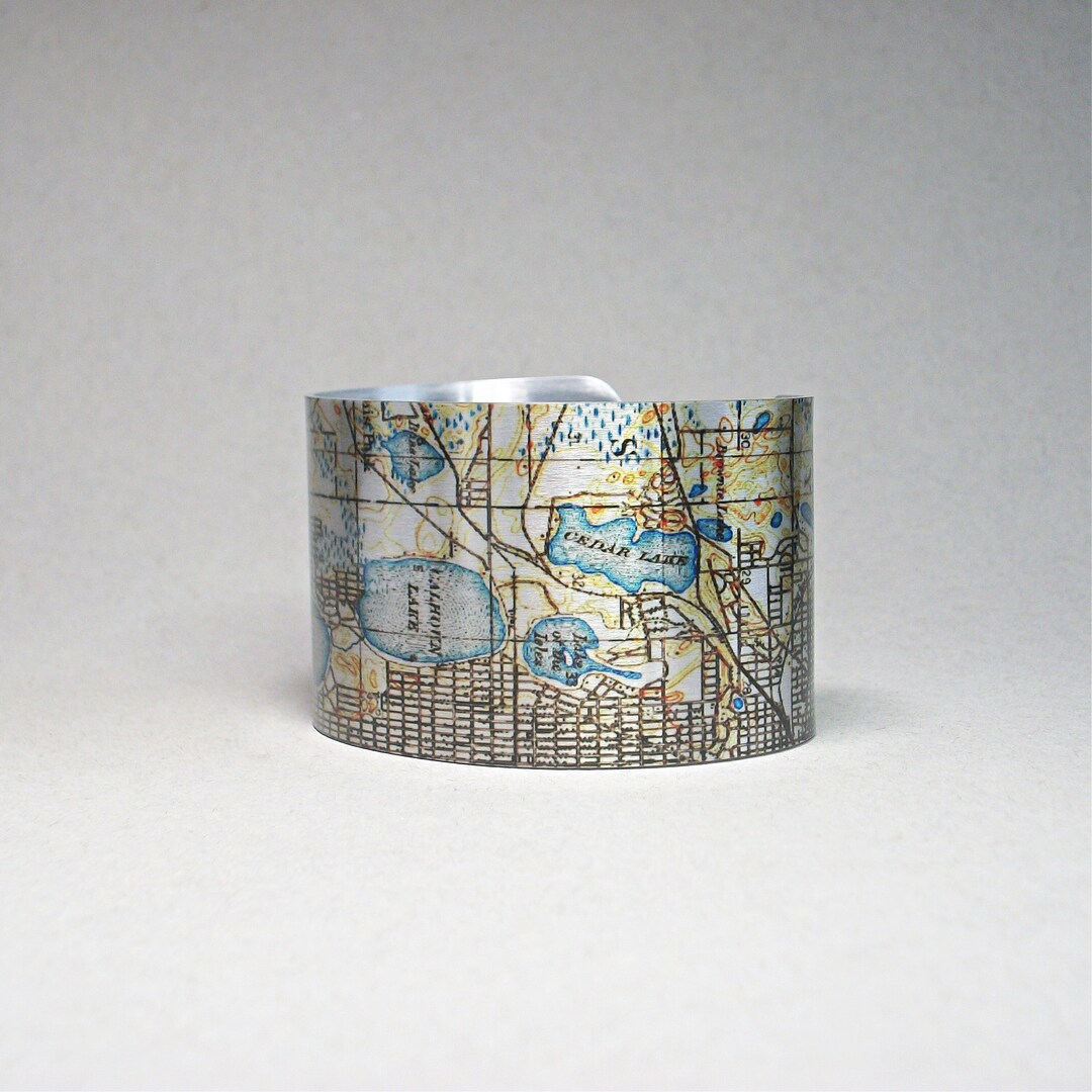 Minneapolis Minnesota Chain of Lakes Map Bracelet Lake Harriet Lake of ...