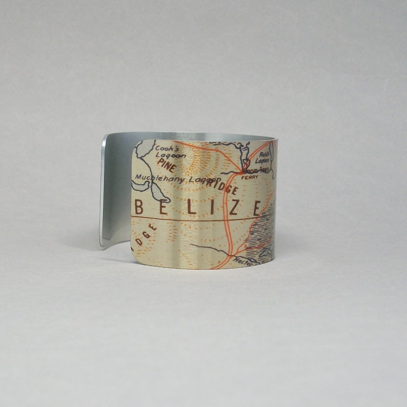 Belize City Central America Map Cuff Bracelet Travel Vacation - Etsy