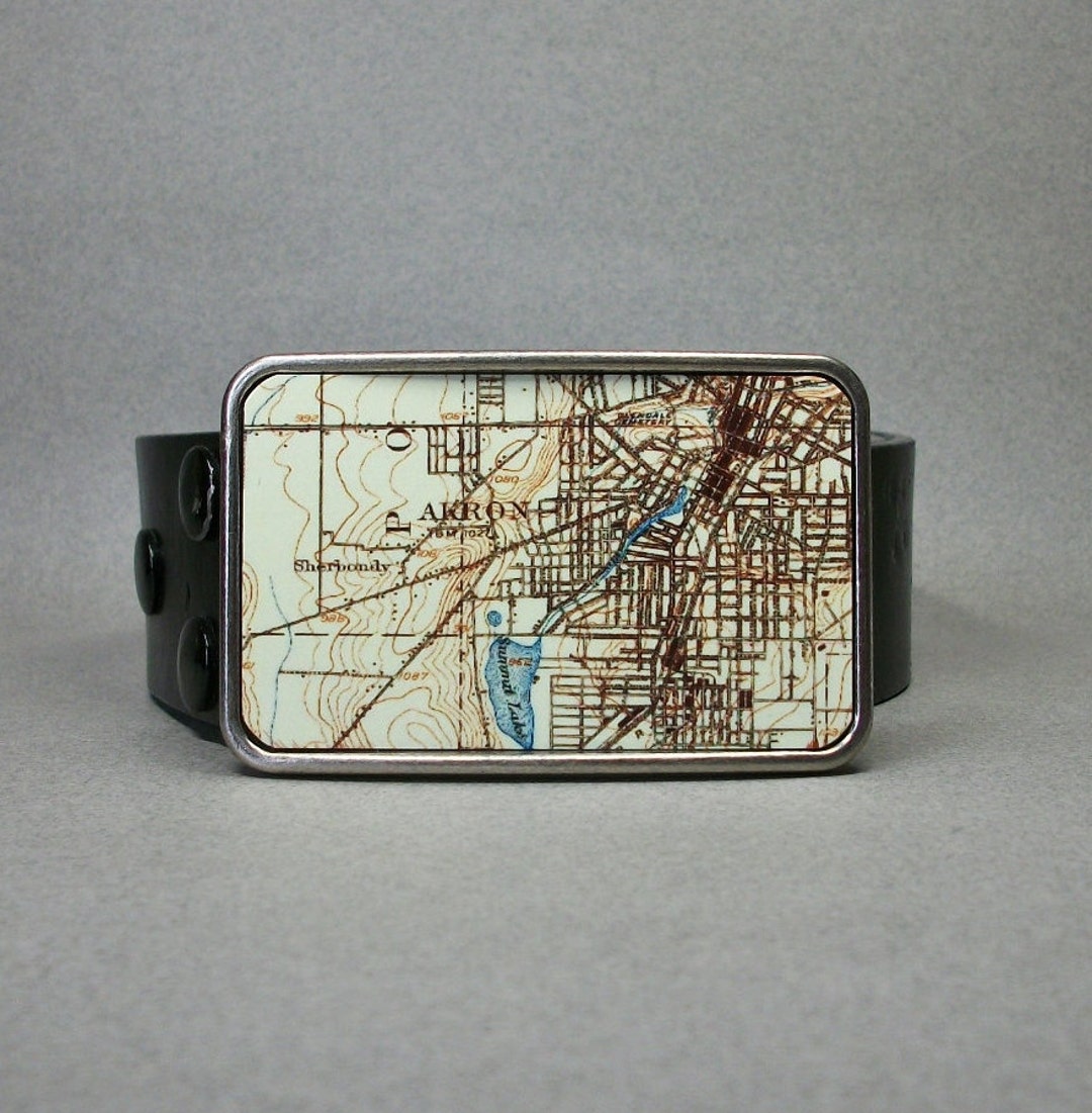 Vintage Map Belt Buckle Akron Ohio Cool Gift for Men or Women - Etsy