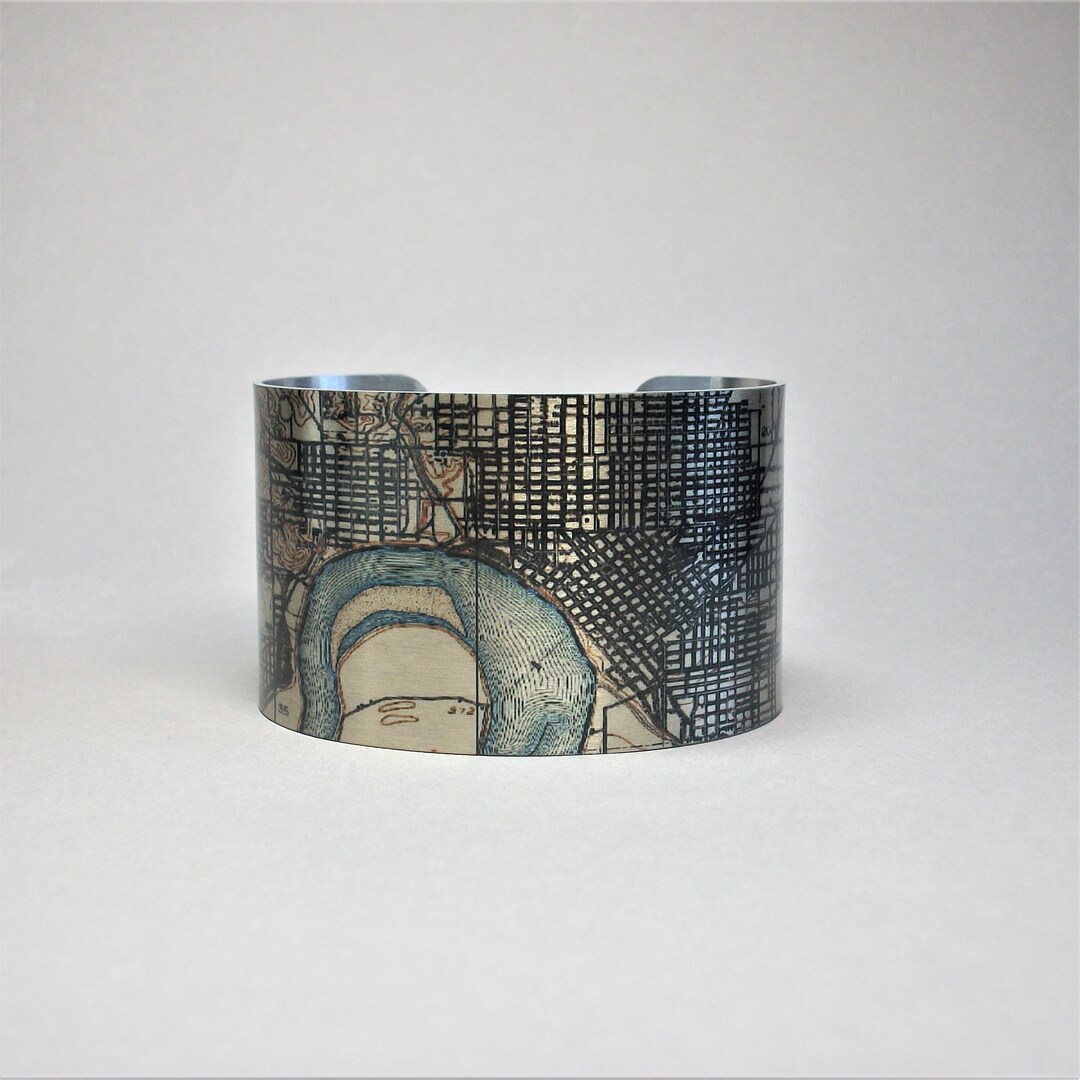Evansville Indiana Map Cuff Bracelet: Vintage Style Jewelry - Etsy