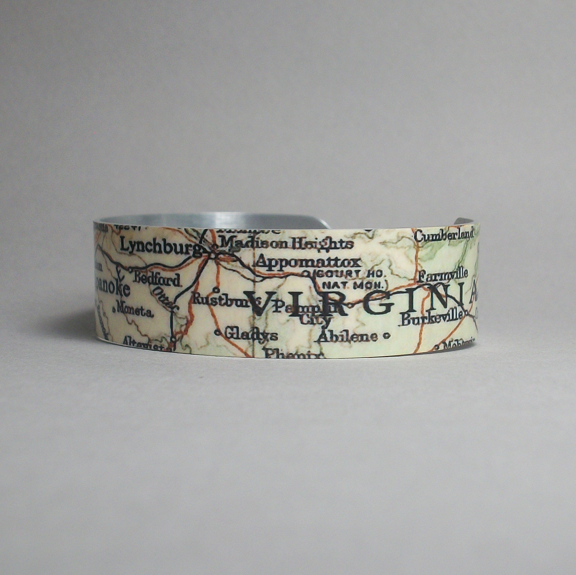 Virginia Cuff Bracelet Map Unique Gift for Men or Women | Etsy