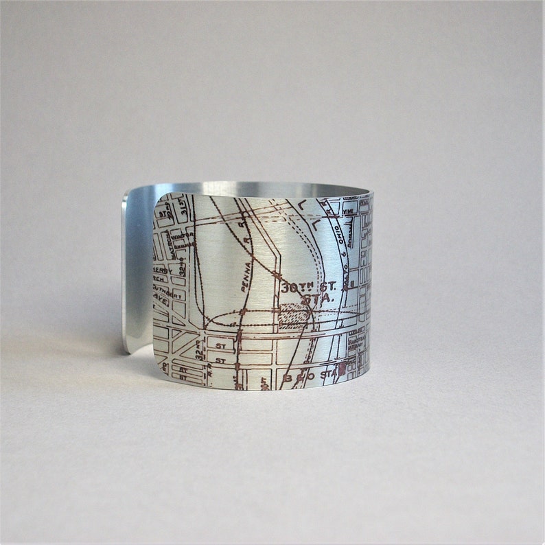 Philadelphia Pennsylvania Cuff Bracelet Vintage Map Unique | Etsy
