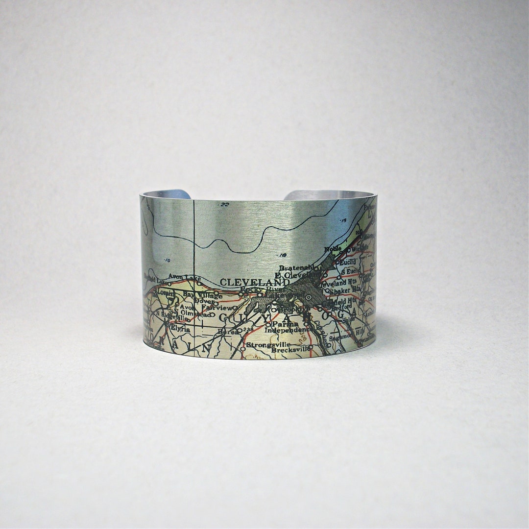 Cleveland Ohio Map Cuff Bracelet: Vintage Style Jewelry - Etsy