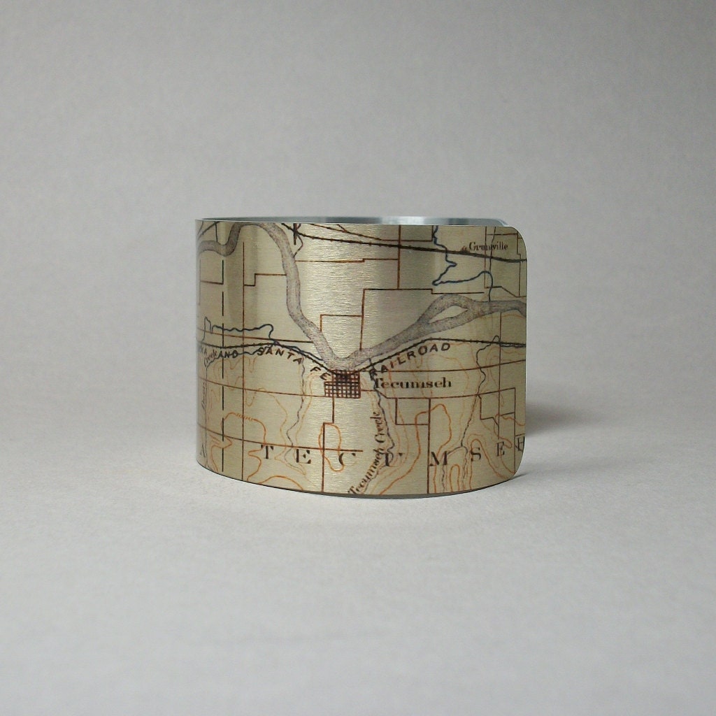 Topeka Kansas Cuff Bracelet Unique Map Hometown City Gift for - Etsy