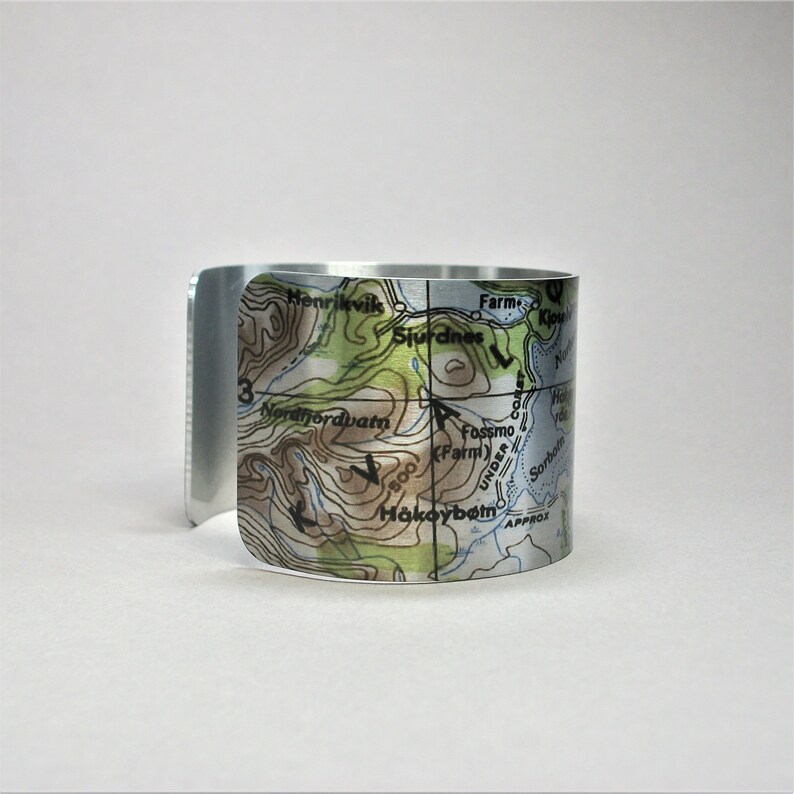 Tromso Norway Scandinavia Map Cuff Bracelet Unique Travel Gift, Vintage ...