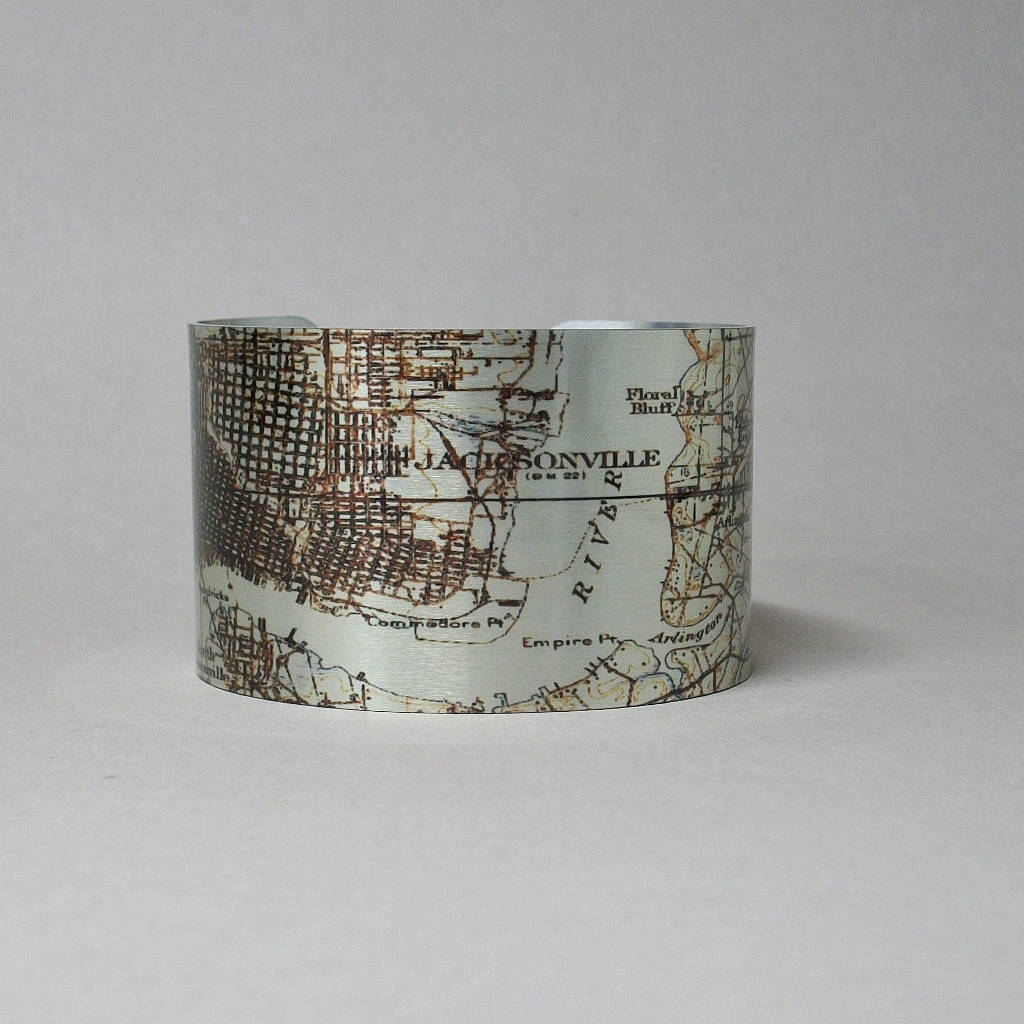 Jacksonville Florida Map Cuff Bracelet Unique Gift for Men or | Etsy