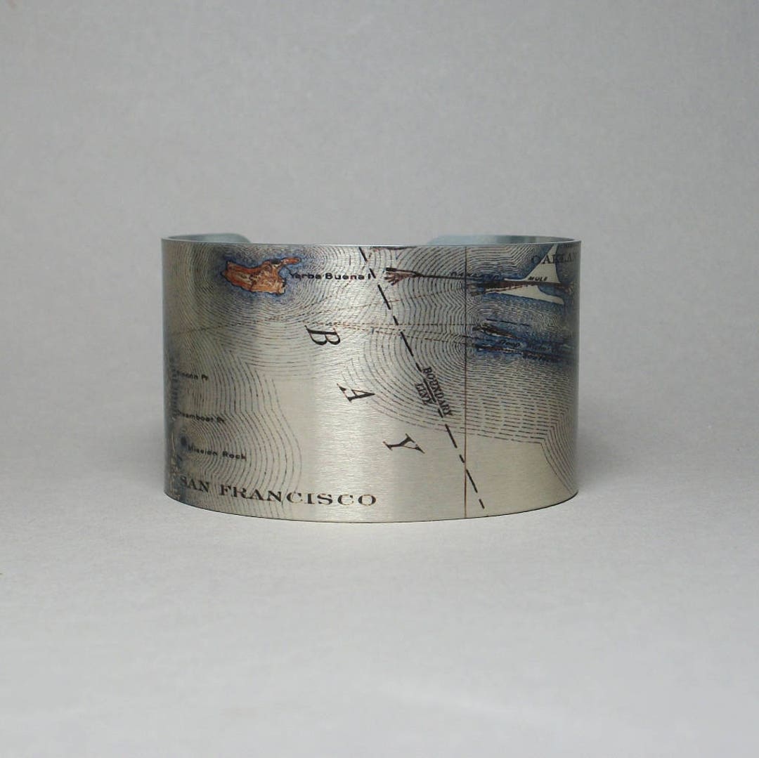 San Francisco Bay Oakland Alameda Cuff Bracelet Map California Unique ...