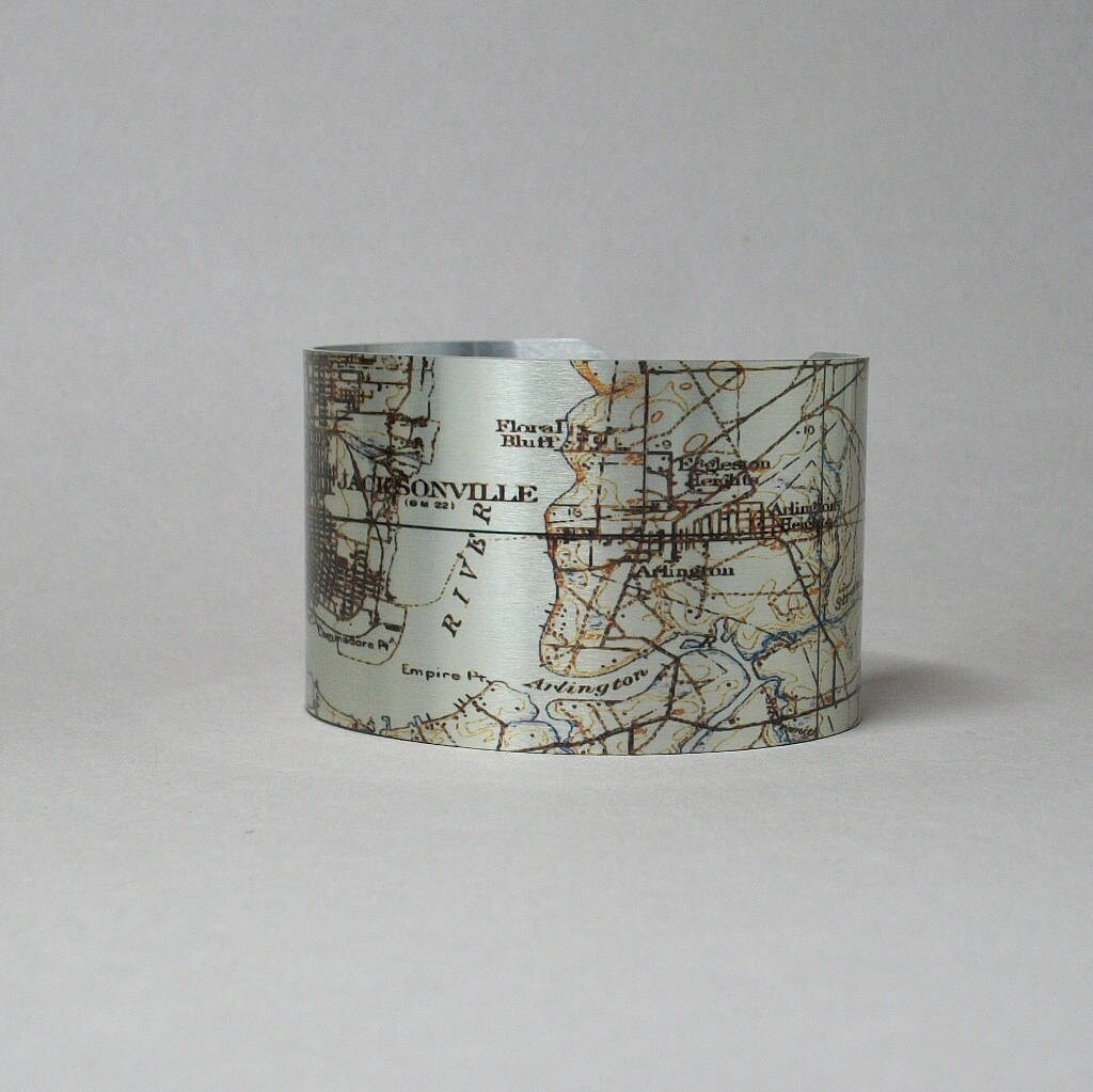 Jacksonville Florida Map Cuff Bracelet Unique Gift for Men or | Etsy