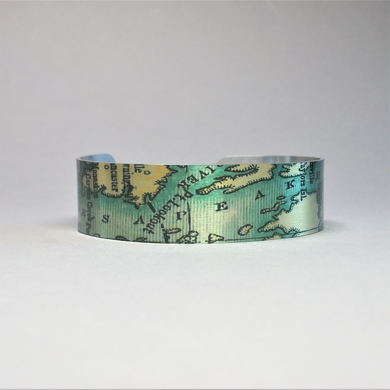 Chesapeake Bay Virginia Maryland Map Cuff Bracelet Unique Gift - Etsy