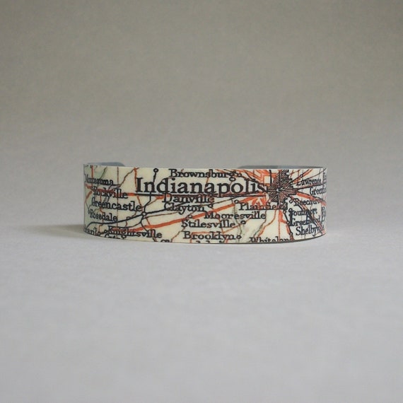 Indiana Map Cuff Bracelet Unique Gift for Men or Women - Etsy