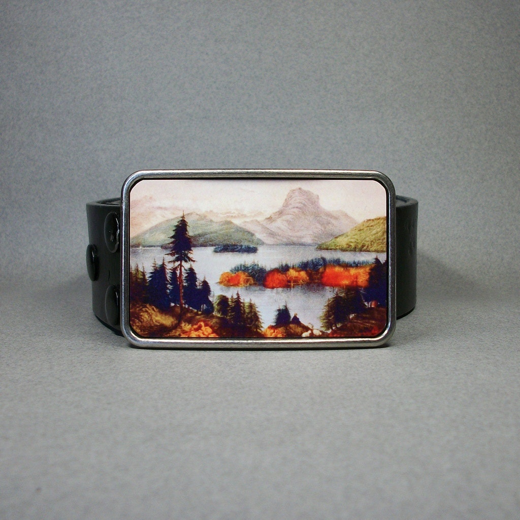 Belt Buckle American Wilderness Mountains Trees Lake - Etsy