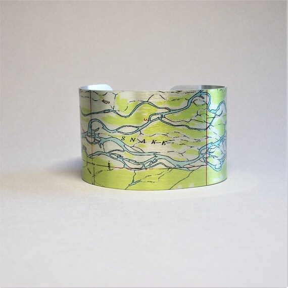 Snake River Jackson Hole Wyoming Map Cuff Bracelet Unique Gift - Etsy