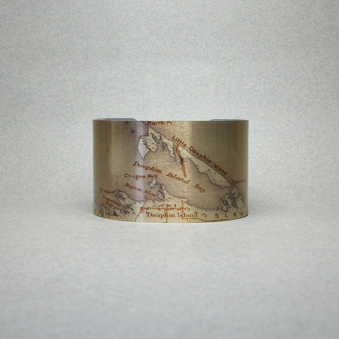 Dauphin Island Map Alabama Cuff Bracelet Wide Metal Unique - Etsy
