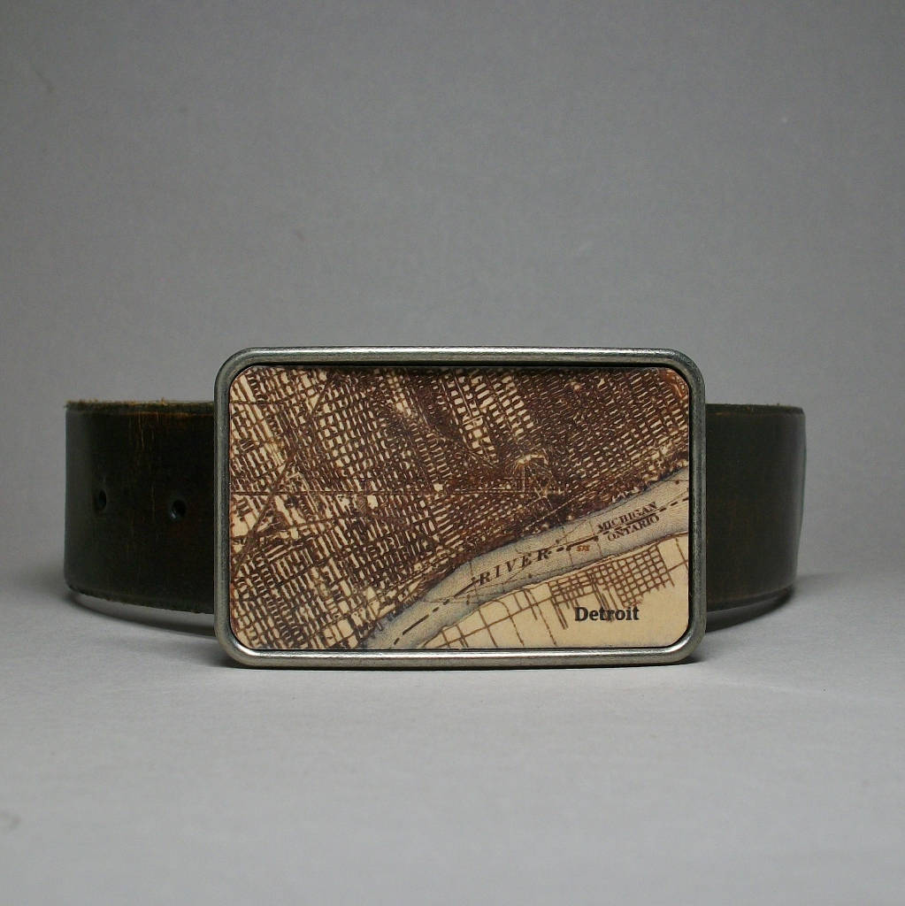 Belt Buckle Vintage Map Detroit Michigan Unique Gift for Him | Etsy