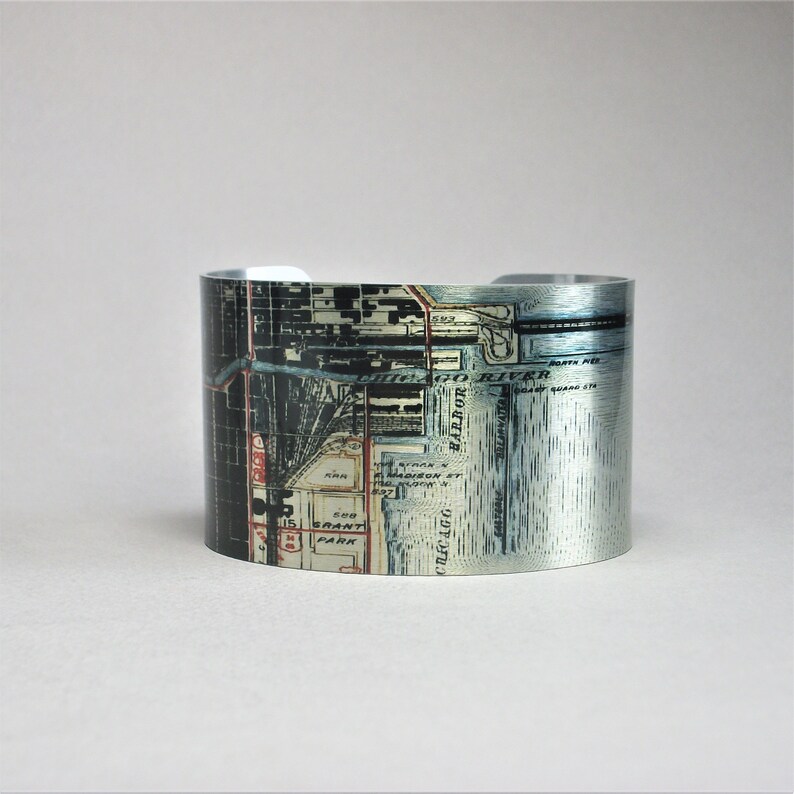 Chicago Loop Map Cuff Bracelet, Vintage Style Bracelet - Etsy