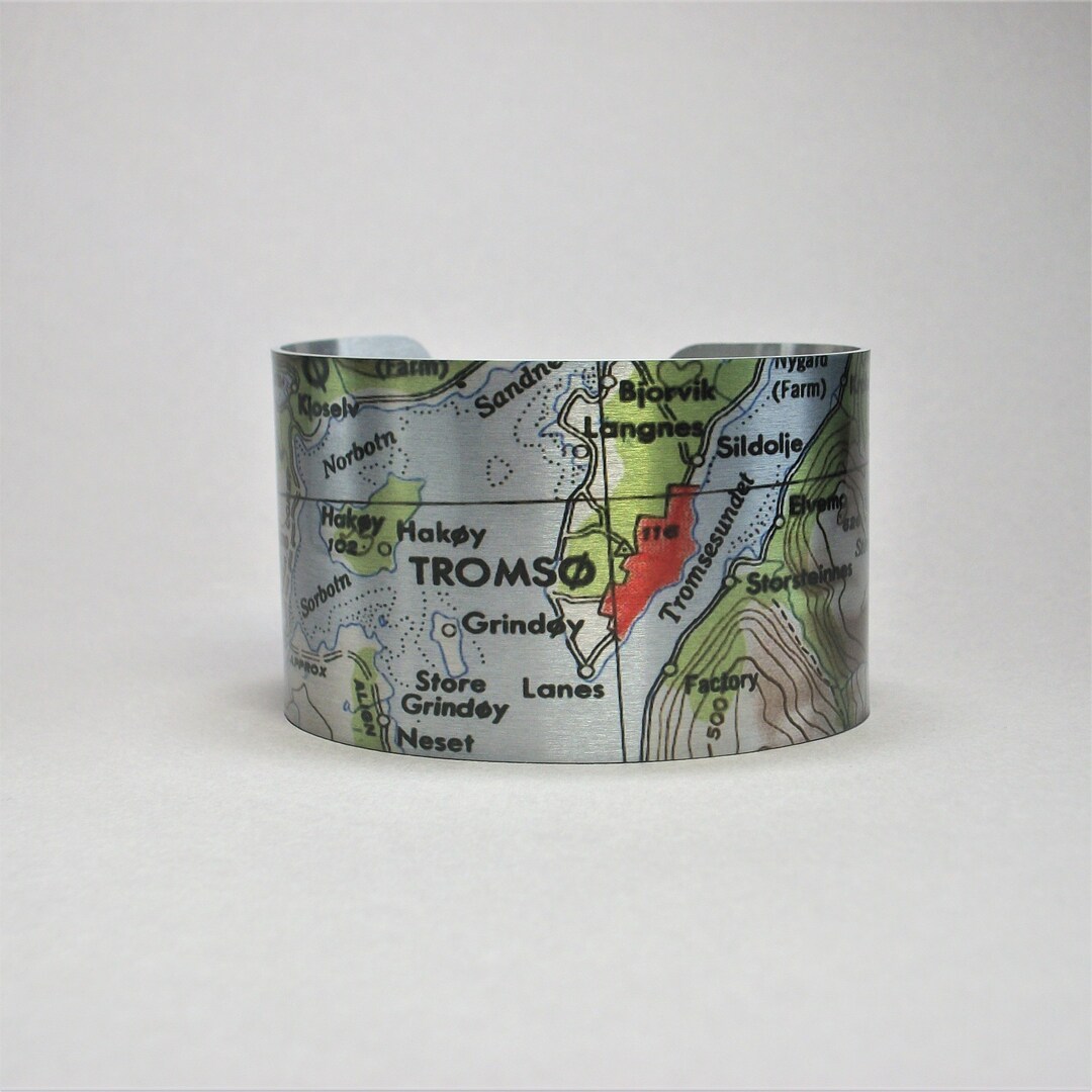 Tromso Norway Scandinavia Map Cuff Bracelet Unique Travel Gift - Etsy