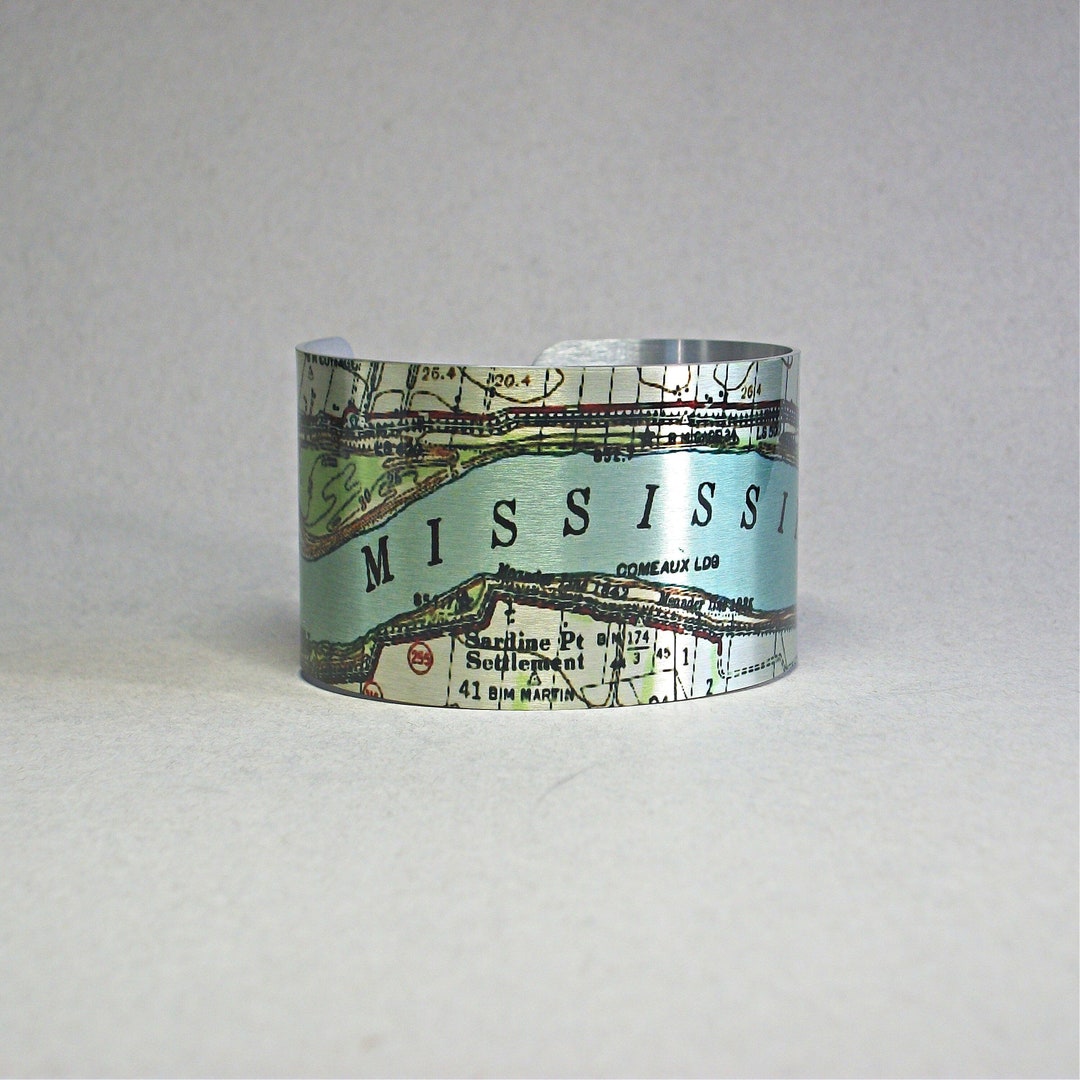 Mississippi River Map Cuff Bracelet Unique Gift for Men or Women - Etsy