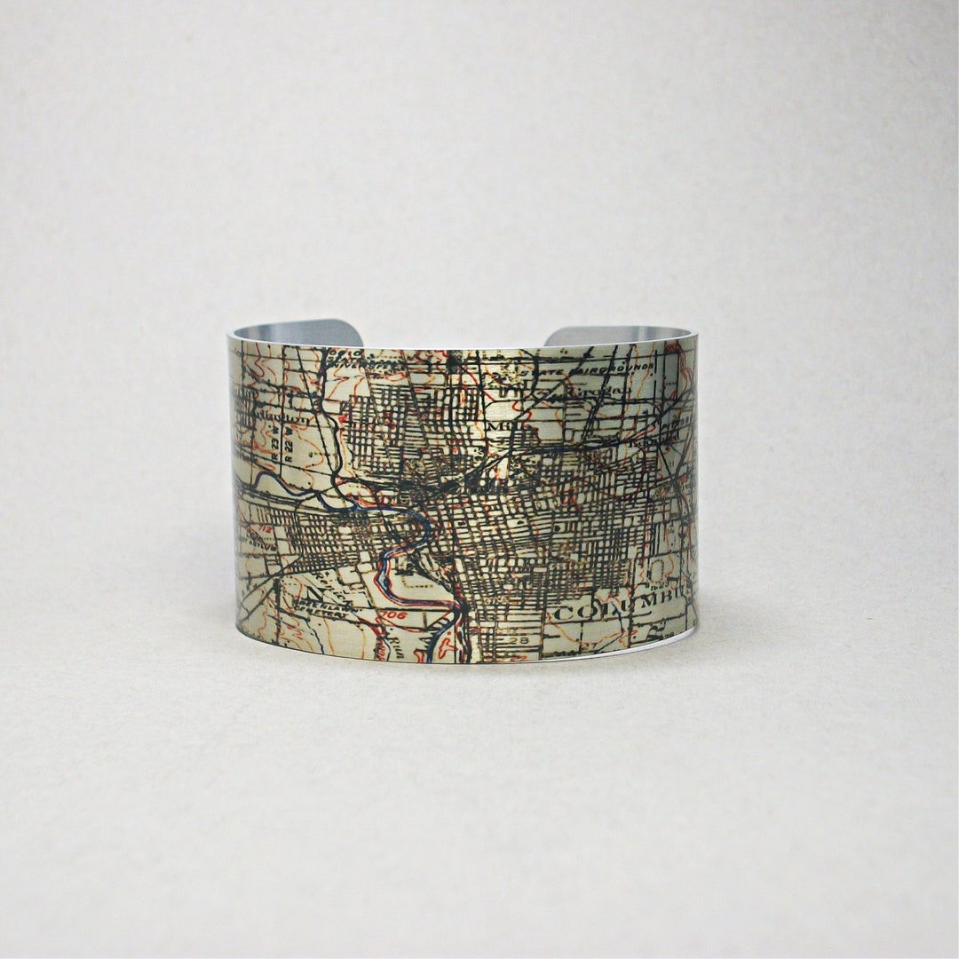 Columbus Ohio Map Cuff Bracelet: Vintage Style - Etsy