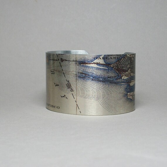 San Francisco Bay Oakland Alameda Cuff Bracelet Map California | Etsy