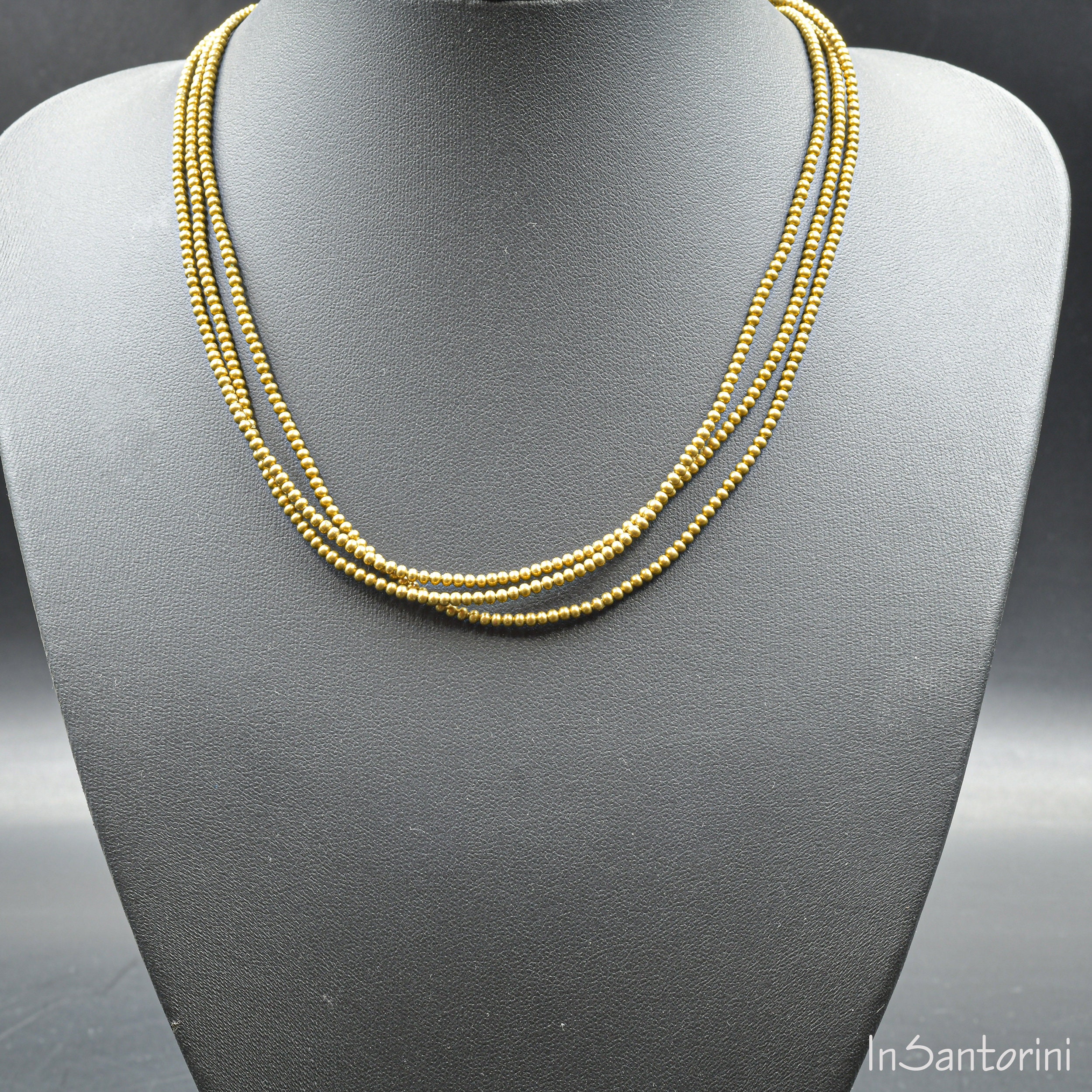 3-strand Necklace With Brass Seed Beads, Delicate Boho Chic Necklace ...