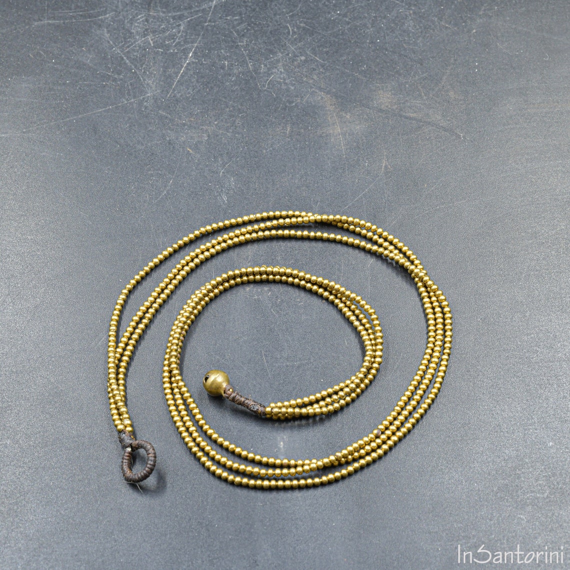 3-strand Necklace With Brass Seed Beads, Delicate Boho Chic Necklace ...