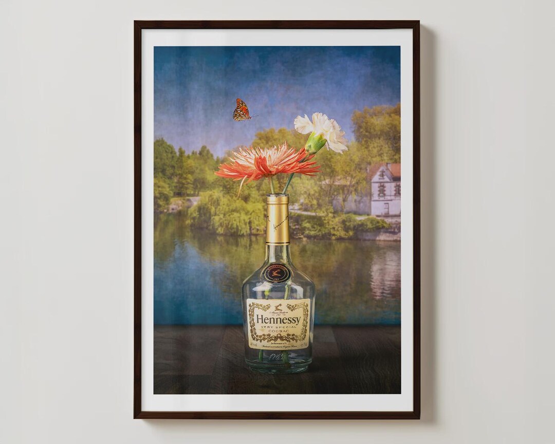 Hennessy Art Print | Bar Cart Decor | Home Bar Wall Art | Man Cave ...