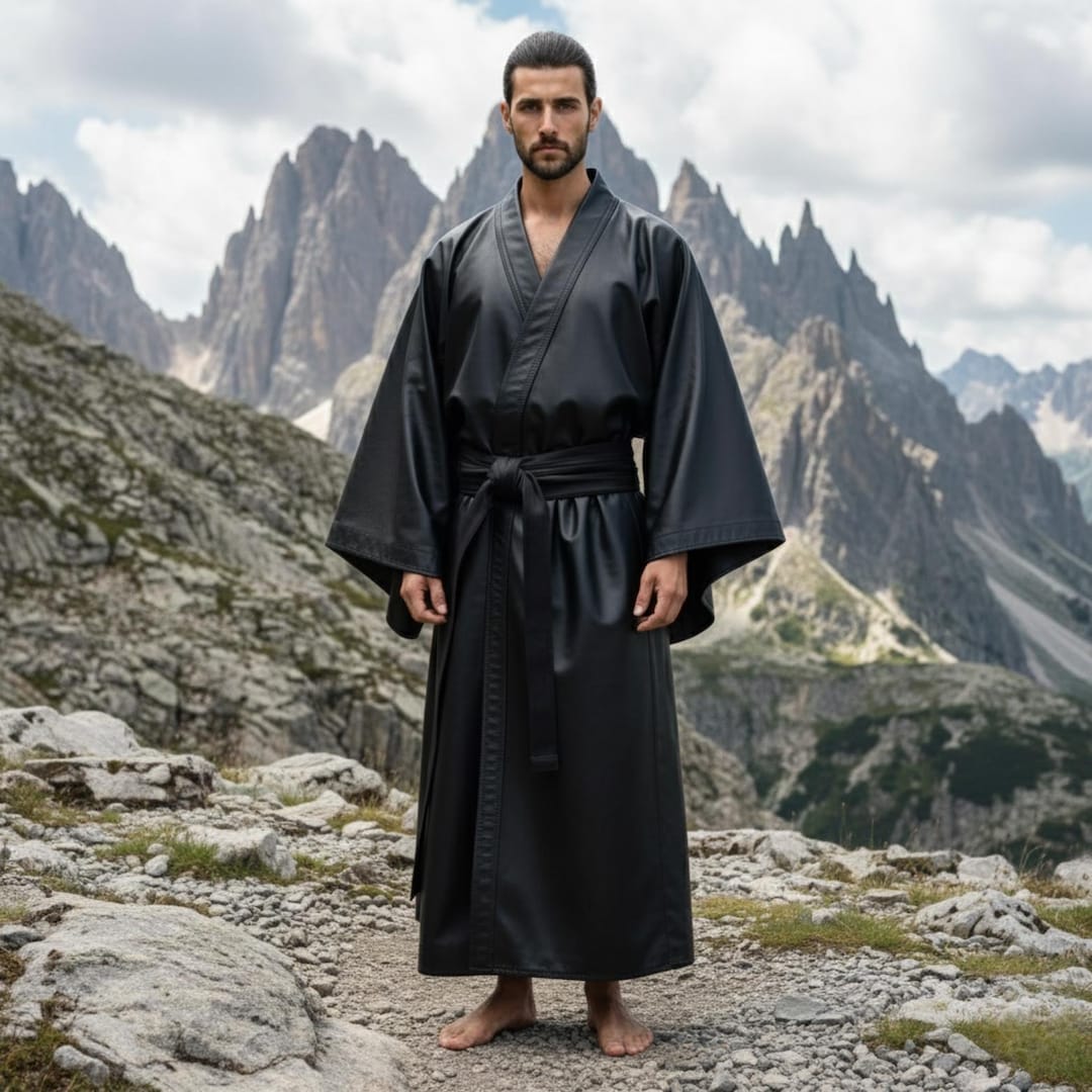 Traditional Sheep Leather Kimono Costume | Wide Sleeve Samurai Style ...