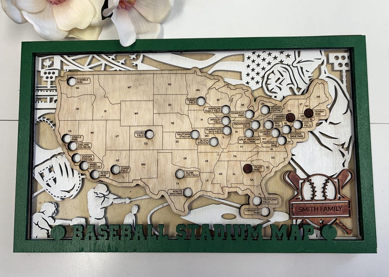 Personalizable U.S. Baseball Stadium Map! MLB Bucket List Tracker ...