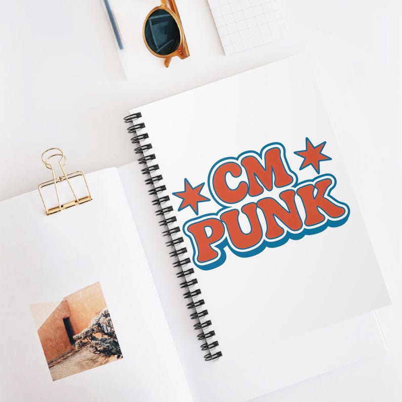 CM Punk Inspired 70s Retro Wrestling Spiral Notebook Ruled Line Journal ...