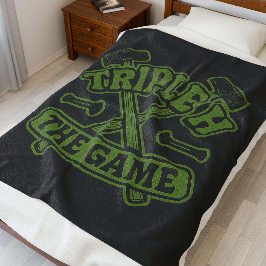 Triple H Inspired Plush Blanket Retro WWE Throw Game Time Comfort King ...