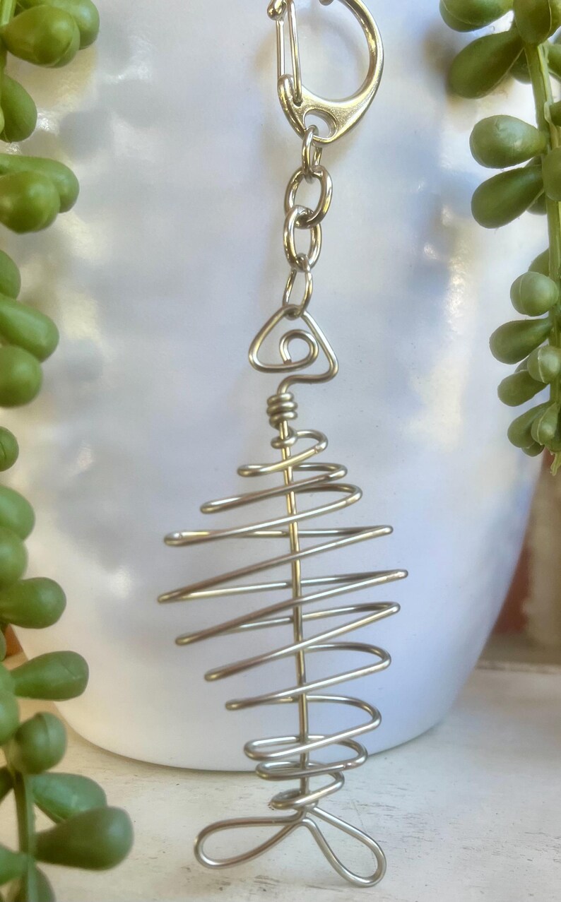 LARGE Silver Fishbone Keychain, Silver Fishbone Keychain, Fishbone ...
