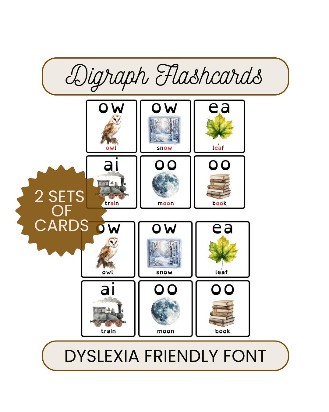 Dyslexia Friendly Digraph Flashcards - Etsy UK